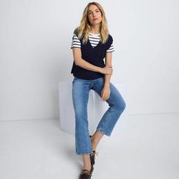 LANDS' END Kurze Denim-Schlagjeans, Damen,  Blau, Elasthan/Baumwoll-Mischung/Polyester-Mischung, by Lands' End