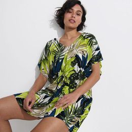 LANDS' END Kaftan-Strandkleid aus strukturiertem Modal, Damen,  Gr&uuml;n, Kunstseide, by Lands' End