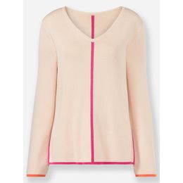 Heine Pullover Damen Größe L beige / orange / dunkelpink