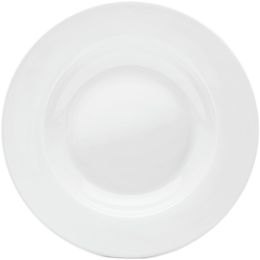 Suppenteller Van Well "Trend", weiß, B:23cm H:3,5cm L:23cm Ø:23cm, Porzellan, Speiseteller, spülmaschinenfest und mikrowellengeeignet, Porzellan, Ø 23 cm