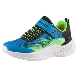 Sneaker Skechers Kids "MICROSPEC ADVANCE", Kinder, Gr. 27, bunt (schwarz, limette), Lederimitat, Textil, kontrastfarbene Details, Schuhe, Freizeitschuh mit Klettverschluss, Größenschablone zum Download