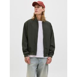 Jack & Jones Bomberjacke JACK & JONES "JJECHARGE BOMBER JACKET NOOS", Herren, Gr. M, grün (rosin), Web, Obermaterial: 100% Polyester, unifarben, regular fit taillenbedeckt, ohne Ausschnitt, Rippbündchen, Jacken, mit Rippbündchen