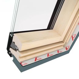 Elektrisches Dachfenster mit Motor, Holz, Schwingfenster, Roto Q4, Innen Kiefer, au&szlig;en Anthrazit, individuell konfigurieren