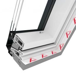 Dachfenster Roto Q4, PVC, Schwingfl&uuml;gel, 55 x 78 cm, Innen Wei&szlig;, au&szlig;en Anthrazit, individuell konfigurieren
