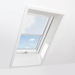 Dachfenster mit lichtdurchl&auml;ssigem Innenrollo in Wei&szlig;, PVC, Schwingfl&uuml;gel, Ropal made by Roto, R4/7, Innen Wei&szlig;, au&szlig;en Anthrazit