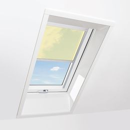 Dachfenster mit lichtdurchl&auml;ssigem Innenrollo in Beige, PVC, Schwingfl&uuml;gel, Ropal made by Roto, R4/7, Innen Wei&szlig;, au&szlig;en Anthrazit