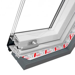 Dachfenster Roto R8, PVC, Klapp-Schwingfl&uuml;gel, 54 x 78 cm, Innen Wei&szlig;, au&szlig;en Anthrazit, individuell konfigurieren