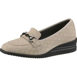 Damen Slipper gepr&auml;gtes Veloursleder champagner Gr&ouml;&szlig;e 40