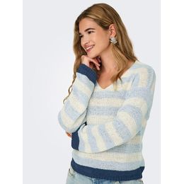 Only Pullover in Creme/ Hellblau - 43% | Gr&ouml;&szlig;e L | Damen-pullover-cardigans