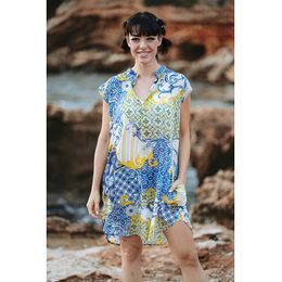 Isla Bonita by SIGRIS Kleid in Blau/ Gelb - 50% | Gr&ouml;&szlig;e L | Damen-kleider