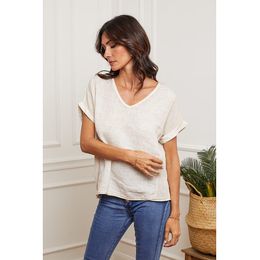 Fleur de Lin Leinen-Shirt "Fabioza" in Creme - 79% | Gr&ouml;&szlig;e S | Damen-tops