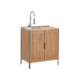 Beliani Gartenschrank IVREA in Braun/Silber/Grau - (W) 80 x (H) 92 x (L) 50 cm | Gr.: onesize