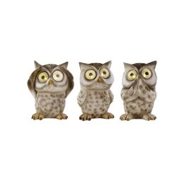 MARELIDA 3er Set LED Solar Gartenfiguren Eulen in grau - H: 12,5cm | Gr.: onesize