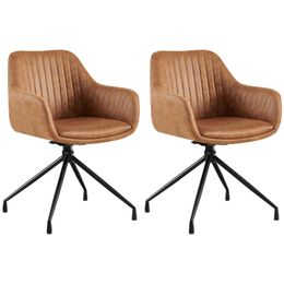 CLP 2er Set Esszimmerstuhl Welby I Drehbarer Sessel bis 150 kg belastbar I Schwenkbarer Polster-Stuhl