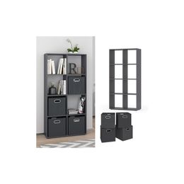 VICCO Raumteiler Standregal B&uuml;cherregal 8 F&auml;cher Scutum Grau Hochregal Faltbox
