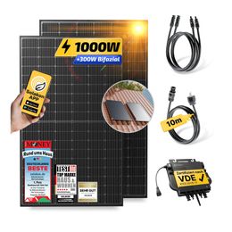 Balkonkraftwerk 1000W/800W Solaranlage mit Dach Halterung (Einzelmontage) Halterung Steckerfertig WIFI Komplettset Photovoltaik Anlage 800W, Kabell&auml;nge: 10m