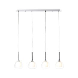 Brilliant Lampe Hadan Pendelleuchte 4flg chrom/wei&szlig;-transparent 4x D45, E14, 40W, geeignet f&uuml;r Tropfenlampen (nicht enthalten) In der H&ouml;he einstellbar / Kabel k&uuml;rzbar