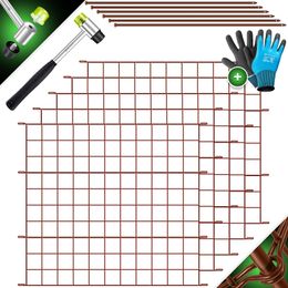 Kesser&reg; Teichzaun Gartenzaun Steckzaun Komplettset Metall Zaunelemente Inkl. Hammer + Befestigungsst&auml;ben, Zaun zum stecken f&uuml;r Garten, Oberbogen Rund Gitterzaun Set Freigehege f&uuml;r Hunde