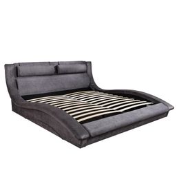 Riess Ambiente riess-ambiente Bett SWING 160x200cm grau Samt mit Stauraum geschwungenes Doppelbett