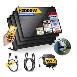 Balkonkraftwerk 2000W/800W Solaranlage mit Wand/Gartenhaus Halterung Steckerfertig WIFI Komplettset Photovoltaik Anlage 800W, Kabell&auml;nge: 5m