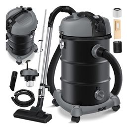 Masko&reg; Industriestaubsauger, Nass Trockensauger HEPA, 3 in 1 Filtersystem, 58 l/s Werkstattsauger mit Steckdose, 2300W, 30L, Industriesauger mit & ohne Beutel, Filter + Aufs&auml;tze, Push&Clean