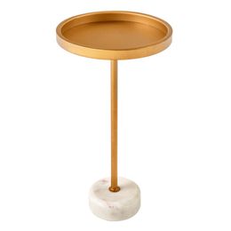 Riess Ambiente riess-ambiente Runder Beistelltisch TRAYFUL 60cm gold Eisen wei&szlig; Marmorfu&szlig; handmade
