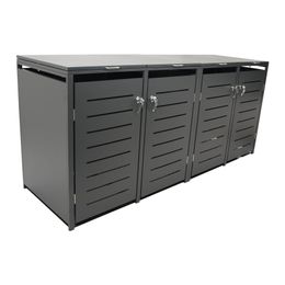 DEGAMO M&uuml;lltonnenbox 230x62x102cm f&uuml;r 4x Tonnen 120 Liter, Stahl anthrazit