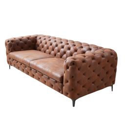 Riess Ambiente riess-ambiente Chesterfield 3-Sitzer Sofa MODERN BAROCK 235cm antik braun Microfaser Federkern