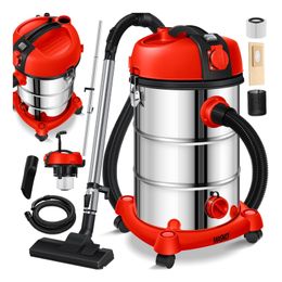 Masko&reg; Industriestaubsauger, Nass Trockensauger HEPA, 3 in 1 Filtersystem, 58 l/s Werkstattsauger mit Steckdose, 2300W, 30L, Industriesauger mit & ohne Beutel, Filter + Aufs&auml;tze, Push&Clean