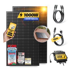 Balkonkraftwerk 1000W/800W Solaranlage mit Dach Halterung (Paarmontage) Halterung Steckerfertig WIFI Komplettset Photovoltaik Anlage 800W, Kabell&auml;nge: 10m
