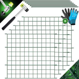 Kesser&reg; Teichzaun Gartenzaun Steckzaun Komplettset Metall Zaunelemente Inkl. Hammer + Befestigungsst&auml;ben, Zaun zum stecken f&uuml;r Garten, Oberbogen Rund Gitterzaun Set Freigehege f&uuml;r Hunde