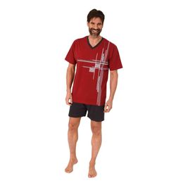 Normann Shorty Schlafanzug kurzarm Pyjama Frontprint Übergrösen in rot | Gr.: 56