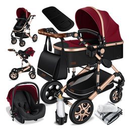Kesser&reg; Loops Kinderwagen 4 in 1 Kombikinderwagen Komplett-Set auch als Buggy f&uuml;r Kinder bis 4 Jahre inkl. Babywanne, Babyschale + Fu&szlig;sack, Korb, Wickeltasche, Regen- & Insektenschutz & Flaschenhalter