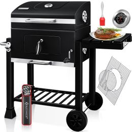 Kesser&reg; Grill Grillwagen XXL Holzkohlegrill mit Deckel, R&auml;dern, Edelstahl-Griff, Grillrost und Thermometer Holzkohle kohlegrill Wagen gro&szlig; Kohle BBQ Barbeque Camping, Terrasse, Garten