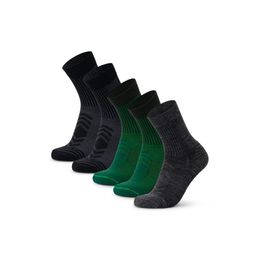 DANISH ENDURANCE Socken Light Hiking Crew in green/black/grey | Gr.: 35-38
