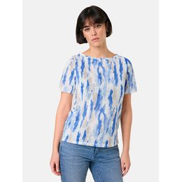 Gerry Weber Shirt in Wei&szlig;/ Beige/ Blau - 68% | Gr&ouml;&szlig;e 40 | Damen-tops