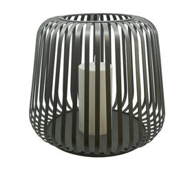 LC Wholesaler Solar Laterne Cottage Metall Grey mit Kerze 40x35 cm