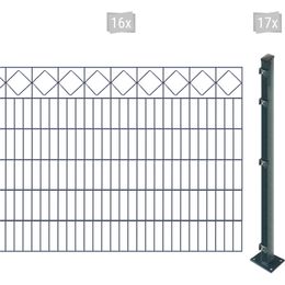 Arvotec Doppelstabmattenzaun "EASY 120 zum Aufschrauben "Karo" mit Zierleiste", H/L: 120cm x 32m, Pfosten: 17 Stk., grau, Zaunelemente, Zaunh&ouml;he 120