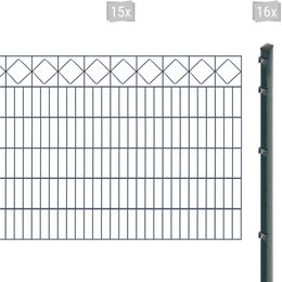 Arvotec Doppelstabmattenzaun "EXCLUSIVE 120 zum Einbetonieren "Karo" mit Zierleiste", H/L: 120cm x 30m, Pfosten: 16 Stk., grau, Zaunelemente,