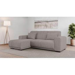 Ecksofa Home Affaire, B:234cm H:85cm T:162cm, grau, 100% Polyester, Wohnzimmer, Sofas, "BORNHOLM L-Form mit Recamiere, Maße B/T/H: 234/162/85 cm",