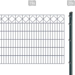 Arvotec Doppelstabmattenzaun "EXCLUSIVE 120 zum Einbetonieren "Karo" mit Zierleiste", H/L: 120cm x 38m, Pfosten: 20 Stk., grau, Zaunelemente,