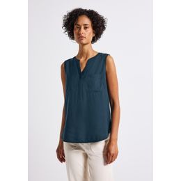 Street One Damen Blusentop, blau, Gr. 34, unifarben, Stoff, 100% Viskose, Blusen, mit Brusttaschen