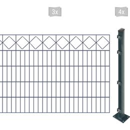 Arvotec Doppelstabmattenzaun "EASY 100 zum Aufschrauben "Karo" mit Zierleiste", H/L: 100cm x 6m, Pfosten: 4 Stk., grau, Zaunelemente, Zaunhöhe 100