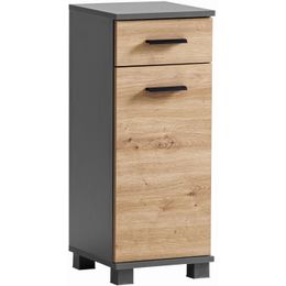 Seitenschrank Welltime, B:30,3cm H:75,3cm T:32,6cm, schwarz, FSC-zertifizierter Holzwerkstoff, Schränke, "Palermo, Breite 30 cm", Wechselbarer