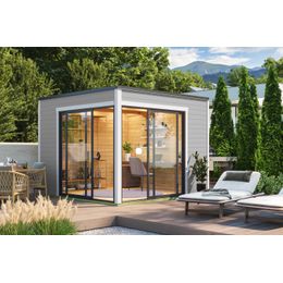 Gartenhaus Nordic Holz, grau, Holz, Gartenh&auml;user, "Palermo 3", mit gro&szlig;en Glasfl&auml;chen