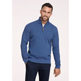 Troyer LINDBERGH "LINDBERGH Troyer", Herren, Gr. L, blau sky mel, Obermaterial: 100% Baumwolle, hoch geschlossener Ausschnitt, Pullover