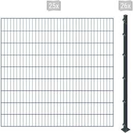 Arvotec Einstabmattenzaun "ESSENTIAL 180 zum Einbetonieren", H/L: 180cm x 50m, Pfosten: 26 Stk., grau, Zaunelemente, Zaunhöhe 180 cm, Zaunlänge 2 -