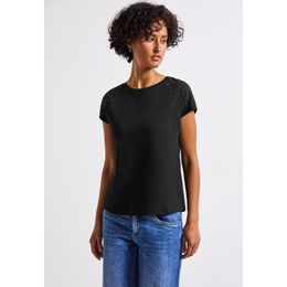 Street One Damen T-Shirt, schwarz, Gr. 34, unifarben, Web, 100% Baumwolle, Shirts, Feel Good Fit