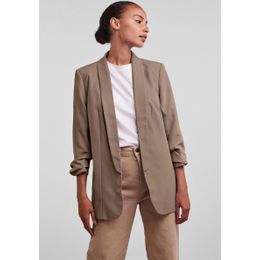 Pieces Damen Blusenblazer "PCBOSELLA 3/4 BLAZER NOOS", beige, Gr. S, unifarben, Web, Obermaterial: 79% Polyester, 16% Viskose, 5% Elasthan, Blazer,