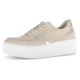 Gabor Damen Plateausneaker, Gr. 38, beige, Nappaleder, Ziegenveloursleder, Schuhe, Freizeitschuh, Halbschuh, Schn&uuml;rschuh mit Best Fitting-Ausstattung